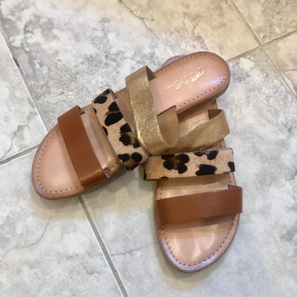 rebels | Shoes | Rebel Animal Printmetallic Slide Sandals | Poshmark